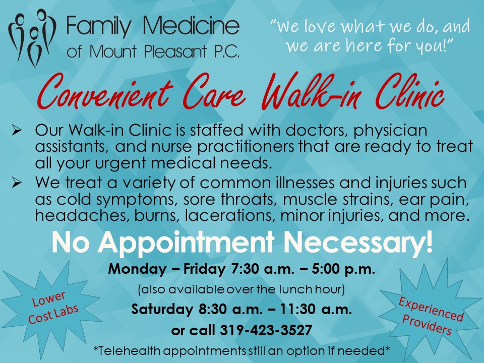 NOW OFFERING ALL DAY CONVENIENT CARE CLINIC – Family Medicine of Mt ...